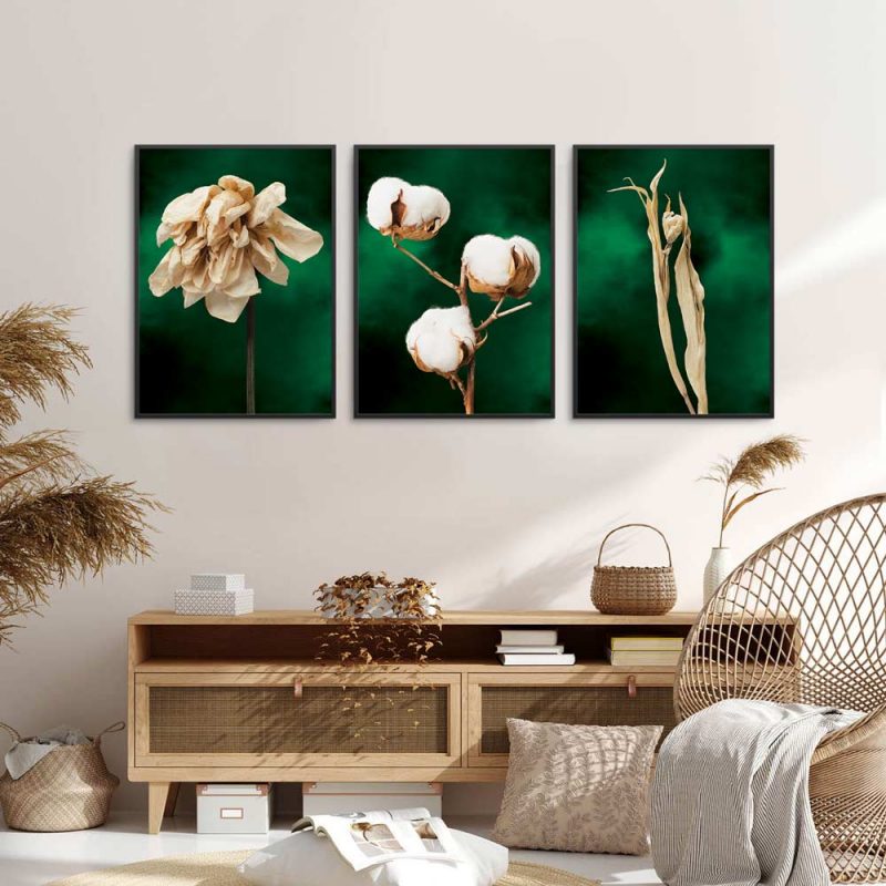 Komplet 3 obrazów Liście Boho - SmallART
